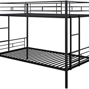 MWrouqfur Twin Over Twin Metal Bunk Bed,Sturdy Heavy Duty Bunk Beds with 2 Side Ladders,Space Saving,No Noise,No Box Spring Needed,for Boys Girls Teens Adults (Black)