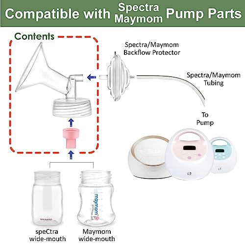 Maymom Pump Part Compatible with Spectra/Ameda Luna Pumps, Syngery Gold; Incl Wide Mouth Flange 19 mm Valve; Not Original Spectra Flange; Replaces Spectra S1 S2, Plus Shield, Pump Parts, Accessories