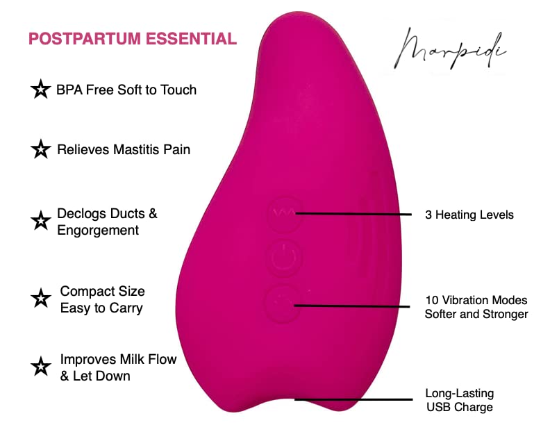 Lactation Massager with Heat – BPA-Free Breast Massager for Breastfeeding - 10 Function Modes, Warming Function for Clogged Duct Relief, Breast Engorgement Relief - Modern Breastfeeding Essentials