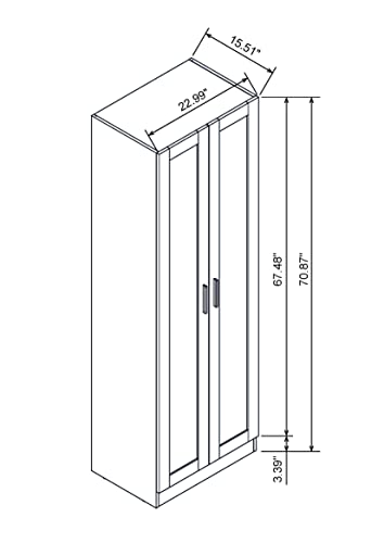 Panana Wooden Storage Cabinet, Collection Food Pantry Cabinet Narrow Cabinet with 2 Doors