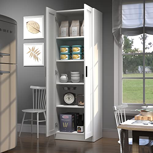 Panana Wooden Storage Cabinet, Collection Food Pantry Cabinet Narrow Cabinet with 2 Doors