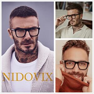 NIDOVIX Trendy Square Blue Light Blocking Glasses for Men Women, Fashion Frame Non-prescription Computer Glasses (Black)