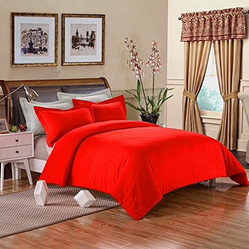 Do&Get Home Bedding Duvet Cover Set Red Color Full/Queen Size, 100% Microfiber,Ultra Soft and Silky-Smooth Touch,Breathable and Lightweight, with Zipper Closure