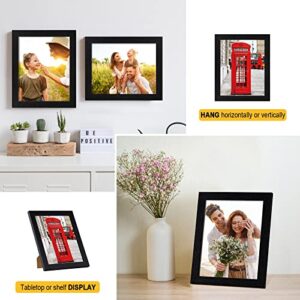 LANDNEOO 8x10 Picture Frame Black, [6 Pack] Woodgrain Wider Frames, Display Pictures 5x7 with Mat or 8x10 Without Mat, Picture Frames Collage Wall Decor or Table Top Display