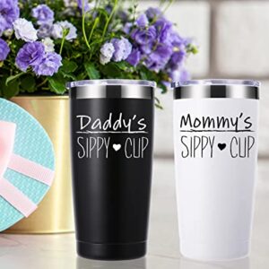 Daddy's Sippy Cup & Mommy's Sippy Cup 20 OZ Tumbler.Dad Mom Gifts.Fathers Mothers Day Couple Gifts.Birthday Christmas Anniversary Wedding Day Gifts from Daughter Son for Daddy Mommy.(Black&White)