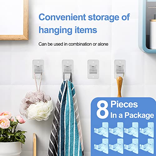 8PCS No Drill Curtain Rod Brackets Upgraded Curtain Rod No Drilling Self Adhesive Curtain Rod Hooks with Screws, Nail Free Adjustable Curtain for Poles Less Than 4cm in Diameter (Transparent)