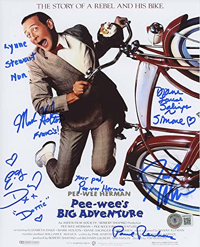 Pee Wee's Big Adventure Paul Reubens Pee Wee Herman Cast by 6 Signed 8x10 Photo Certified Authentic Beckett BAS COA