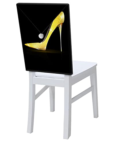 Queen Area 8Pack Dining Chair Slipcovers Shiny Golden High Heels Chair Back Covers Decorations Chair Slipcovers for Party Home Decor