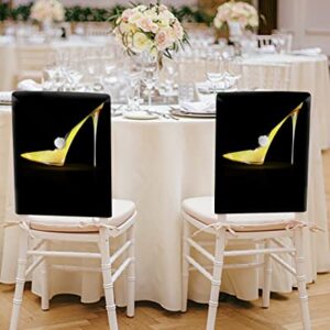 Queen Area 8Pack Dining Chair Slipcovers Shiny Golden High Heels Chair Back Covers Decorations Chair Slipcovers for Party Home Decor