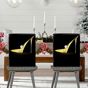 Queen Area 8Pack Dining Chair Slipcovers Shiny Golden High Heels Chair Back Covers Decorations Chair Slipcovers for Party Home Decor