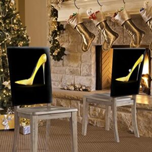 Queen Area 8Pack Dining Chair Slipcovers Shiny Golden High Heels Chair Back Covers Decorations Chair Slipcovers for Party Home Decor