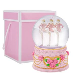 Broadway Triple Tap Dancers Snow Globe with LED Light Effects, Musical and Spinning Snowglobe Plays Music Waltz of The Flowers