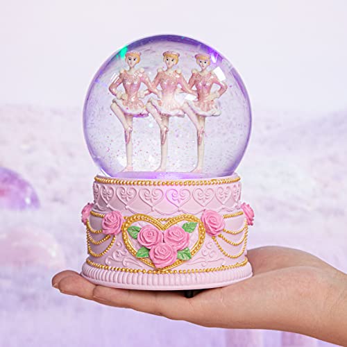 Broadway Triple Tap Dancers Snow Globe with LED Light Effects, Musical and Spinning Snowglobe Plays Music Waltz of The Flowers