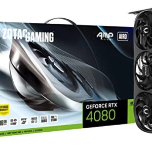 ZOTAC Gaming GeForce RTX 4080 16GB AMP Extreme AIRO GDDR6X 256-bit 22.4 Gbps PCIE 4.0 Graphics Card, IceStorm 2.0 Advanced Cooling, Spectra 2.0 RGB Lighting, ZT-D40810B-10P