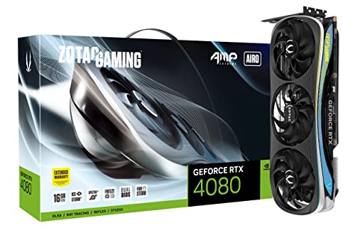 ZOTAC Gaming GeForce RTX 4080 16GB AMP Extreme AIRO GDDR6X 256-bit 22.4 Gbps PCIE 4.0 Graphics Card, IceStorm 2.0 Advanced Cooling, Spectra 2.0 RGB Lighting, ZT-D40810B-10P