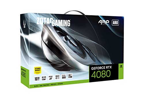 ZOTAC Gaming GeForce RTX 4080 16GB AMP Extreme AIRO GDDR6X 256-bit 22.4 Gbps PCIE 4.0 Graphics Card, IceStorm 2.0 Advanced Cooling, Spectra 2.0 RGB Lighting, ZT-D40810B-10P