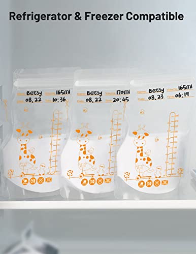 Mumgaroo Breastmilk Storage Bag Freezer, 8.5 OZ / 40 Pcs Milk Storage Bags Breastmilk with Double Zip Lock, Self Standing, Pre-Sterilized Breast Milk Storage Bags Freezer, Space Saving Flat Profile