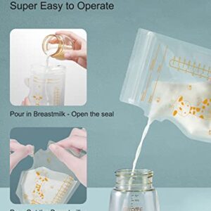 Mumgaroo Breastmilk Storage Bag Freezer, 8.5 OZ / 40 Pcs Milk Storage Bags Breastmilk with Double Zip Lock, Self Standing, Pre-Sterilized Breast Milk Storage Bags Freezer, Space Saving Flat Profile