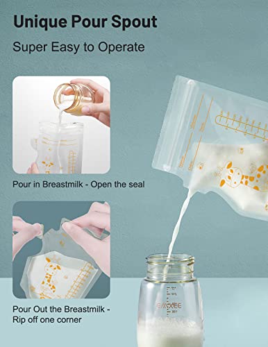 Mumgaroo Breastmilk Storage Bag Freezer, 8.5 OZ / 40 Pcs Milk Storage Bags Breastmilk with Double Zip Lock, Self Standing, Pre-Sterilized Breast Milk Storage Bags Freezer, Space Saving Flat Profile