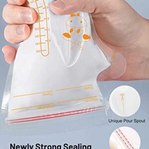 Mumgaroo Breastmilk Storage Bag Freezer, 8.5 OZ / 40 Pcs Milk Storage Bags Breastmilk with Double Zip Lock, Self Standing, Pre-Sterilized Breast Milk Storage Bags Freezer, Space Saving Flat Profile