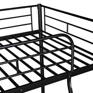 HomJoones Metal Loft Bed, Metal Twin Over Loft Bunk Bed with Safety Rail Side Ladders for Dormitory Bedroom Boys Girls Adults,No Box Spring Needed, Twin