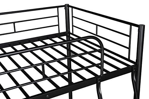 HomJoones Metal Loft Bed, Metal Twin Over Loft Bunk Bed with Safety Rail Side Ladders for Dormitory Bedroom Boys Girls Adults,No Box Spring Needed, Twin