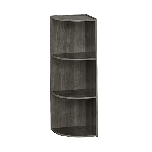 IRIS USA, Inc. Corner Bookcase, 3-Tiered Home Shelving, Ash Gray (CS-3S)