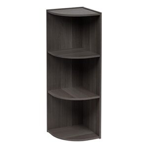 IRIS USA, Inc. Corner Bookcase, 3-Tiered Home Shelving, Ash Gray (CS-3S)