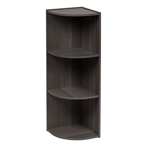 IRIS USA, Inc. Corner Bookcase, 3-Tiered Home Shelving, Ash Gray (CS-3S)