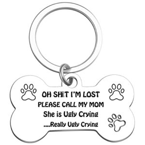 dog tags engraved for pets funny dog tag pet tags personalized dog tags for pets stainless steel dog collar tag sht i'm lost, call my mom, she's ugly crying