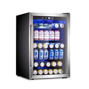 r.w.flame 37 bottles beverage refrigerator, mini fridge with stainless steel glass door, freestanding wine cellar, fast cooling bar fridge, digital temperature control, low noise, 4.4cu.ft