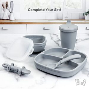 Re Play Sustainables Silicone Suction Plate - Made with Medical-Grade Platinum Silicone - Without Lid - Grey