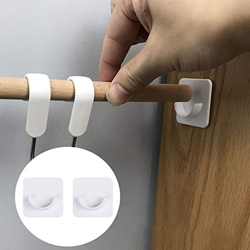 Pilarmuture 2pcs Adhesive Shower Curtain Rod Holder, U Shape Closet Rod Bracket for Wall Stick on Drill Free Shower Rod Holder, Not Include Shower Curtain Rod(White)