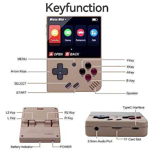 Miyoo Mini Plus Handheld Game Console with Hard Case, 3.5 Inch IPS Screen Retro Video Game Console, Built-in 64G TF Card 10000+ Games & 3000mAh Battery, Support WiFi