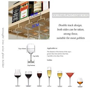 DASHADAO Gold Ceiling Mounted Hanging Wine Rack Iron Wine Bottle Holder Champagne Glass Goblets Storage Shelf, Bar Unit Home Decor Floating Display Shelves (Size : 100x25x21cm)