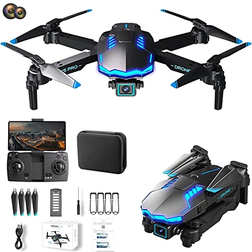 Foldable Drones with Camera for Adults 4K 1080P Ultra HD Dual Camera Beginners FPV Camera Remote Control Toy Headless Mode One Button Start Speed Adjustment