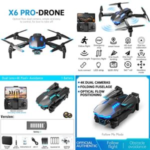 Foldable Drones with Camera for Adults 4K 1080P Ultra HD Dual Camera Beginners FPV Camera Remote Control Toy Headless Mode One Button Start Speed Adjustment