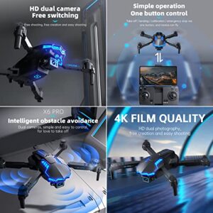 Foldable Drones with Camera for Adults 4K 1080P Ultra HD Dual Camera Beginners FPV Camera Remote Control Toy Headless Mode One Button Start Speed Adjustment