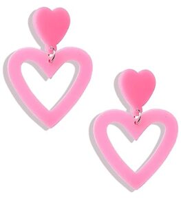 pink heart earrings double heart earrings dangling hot pink earrings outfits love heart dangle earrings for women girls