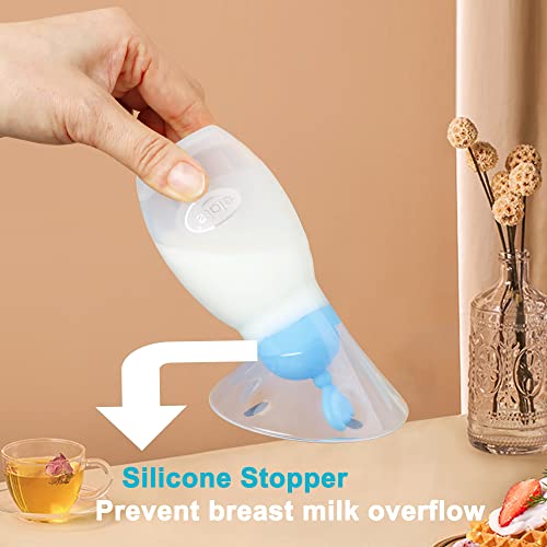 Elate Manual Breast Pump for Breastfeeding | Silicone Milk Collector with Leak-Proof Stopper for Nursing Moms | Enhance Milk Production | BPA Free FSA HSA Eligible – 4oz Blue