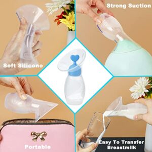 Elate Manual Breast Pump for Breastfeeding | Silicone Milk Collector with Leak-Proof Stopper for Nursing Moms | Enhance Milk Production | BPA Free FSA HSA Eligible – 4oz Blue