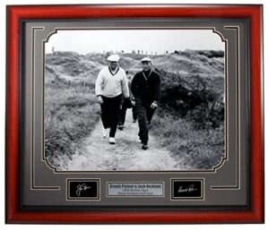 arnold palmer/jack nicklaus laser signed 16x20 b/w photo framed 158077 - autographed golf photos