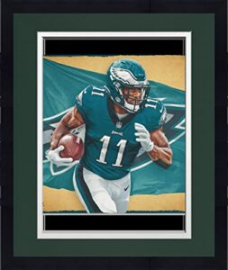 framed a.j. brown philadelphia eagles 16" x 20" photo print - designed and signed by artist brian konnick - limited edition 25 - autographed nfl photos