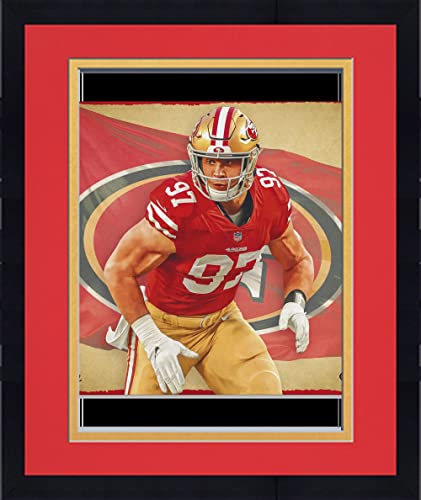 Framed Nick Bosa San Francisco 49ers 16" x 20" Photo Print - Designed and Signed by Artist Brian Konnick - Limited Edition 25 - Autographed NFL Photos