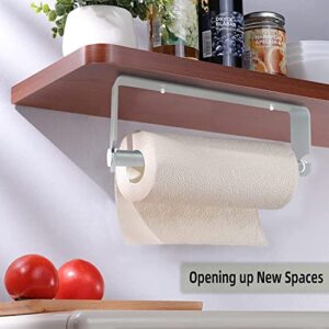 Shinhadi Paper Towel Holder Under Cabinet for Kitchen,Wall Mount Paper Towel Holder Paper Roll Holder,Self Adhesive or Screw Mounting Paper Towel Holder Wall Mount for Kitchen, Pantry (Silver)