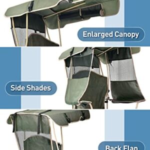 Docusvect Folding Camping Chair with Shade Canopy for Adults, Canopy Chair for Outdoors Sports with Cup Holder, Side Pocket for Camp, Beach, Tailgates, Fishing - Support 330 LBS