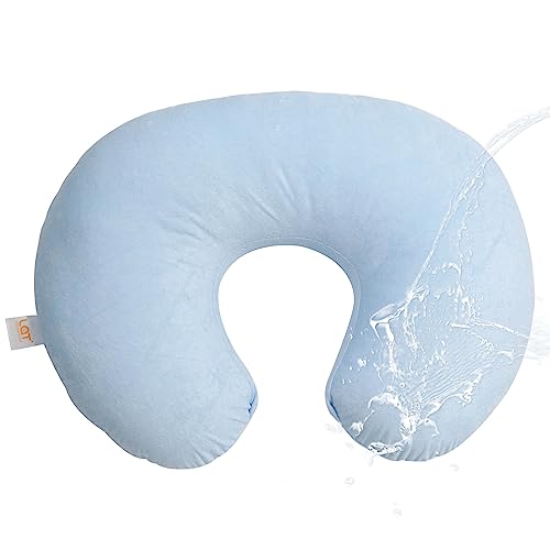 LAT Waterproof Nursing Pillow and Positioner, Breastfeeding Pillow for Mom,Newborn Infant Soft Cotton Feeding Cushion for Boys and Girls(Blue)