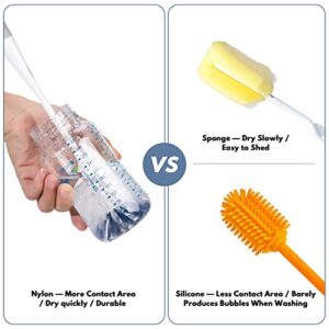 Jumperlay Bottle Cleaning Brush Set with 1 Pack Nipple Brush and 2 Pack Straw Cleaner Brushes and A Hidden Mini Brush, Gray