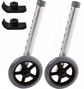 walker wheels and ski glides 1 pair, rubber universal walker caster wheel with 8 height adjustable, replacement rollator accessories, 4 pcs