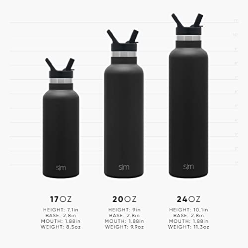 Simple Modern Water Bottle with Narrow Mouth Straw Lid Metal Thermos Vacuum Insulated Stainless Steel l Reusable Leak Proof BPA-Free Flask | Ascent Collection | 24oz, Almond Birch